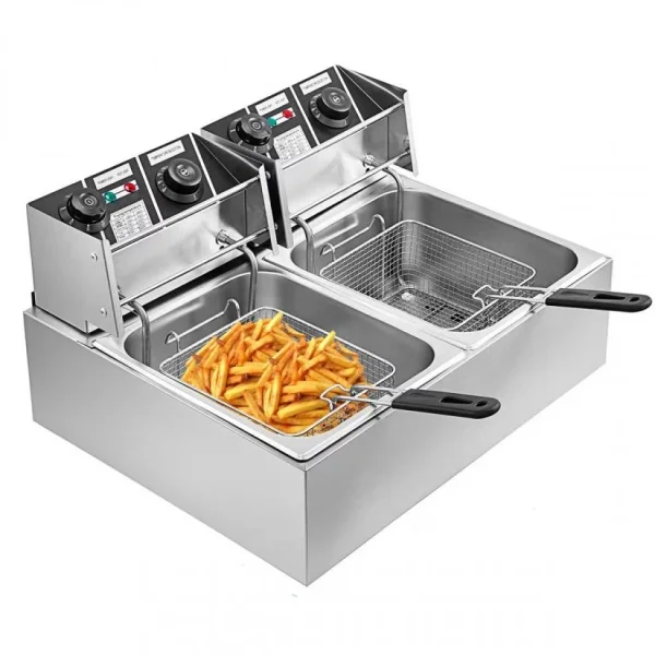 Friteuse Electrique Pro Double Cuve Inox Frites 2x10L 5000w - Toiles d ...